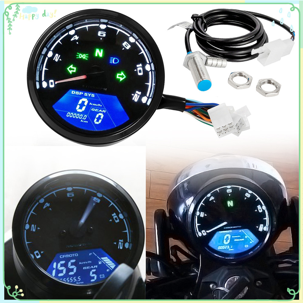 🇲🇾Motorcycle LCD Digital Speedometer Odometer Waterproof 12000RPM Gear ...