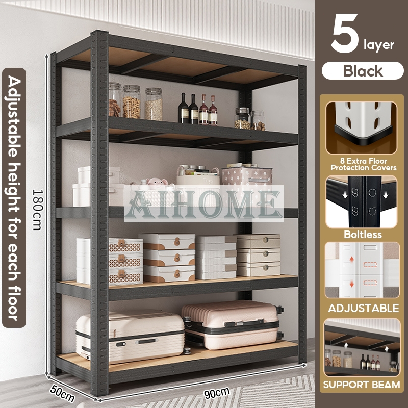 AH 🔥 5 Tier RACK Boltless Rack Home Storage Warehouse Store Room Office ...