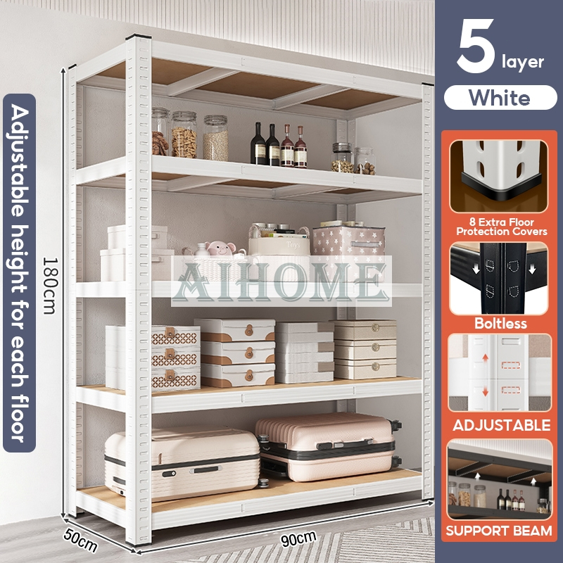AH 🔥 5 Tier RACK Boltless Rack Home Storage Warehouse Store Room Office ...