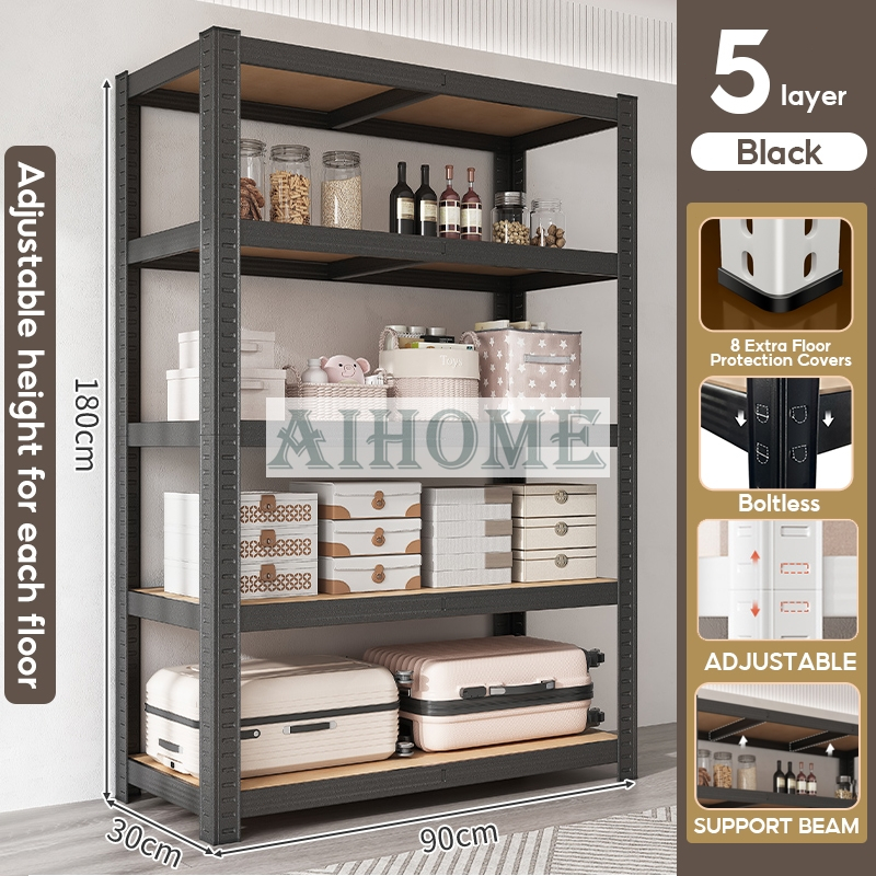 AH 🔥 5 Tier RACK Boltless Rack Home Storage Warehouse Store Room Office ...