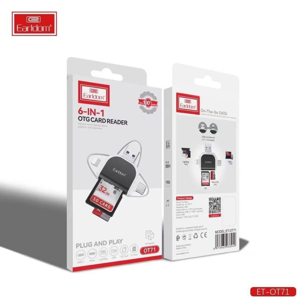 EARLDOM ET-OT71 6 IN 1 USB / MICRO / TYPE-C / SD ALL IN ONE CAR READER ...
