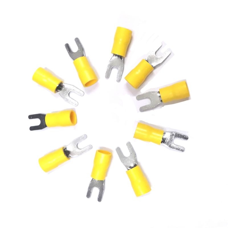 10 pcs SV Series Fork Y U Screw Type Insulated Terminal Lug Cable Wire ...