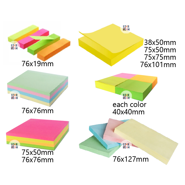 Pastel/Neon/Vibrant Assorted Colors Mix Sticky Note/Memo Sticky Pad ...
