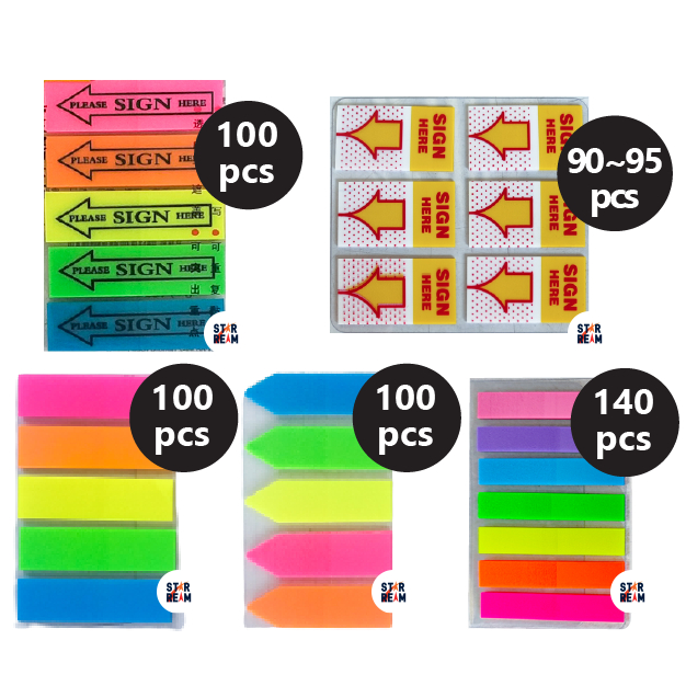 5 Colours Sticky PP Tab Index Flags / Arrow Index / Strip Index / Sign ...