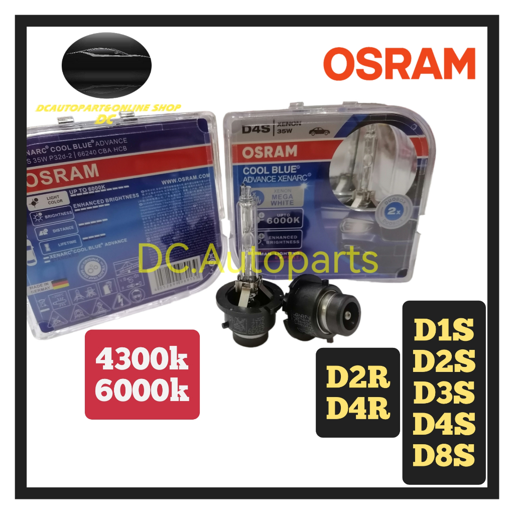 OSRAM HID XENON BULB CAR HEADLIGHT LAMP MENTOL LAMPU KERETA D1S D2S D2R ...