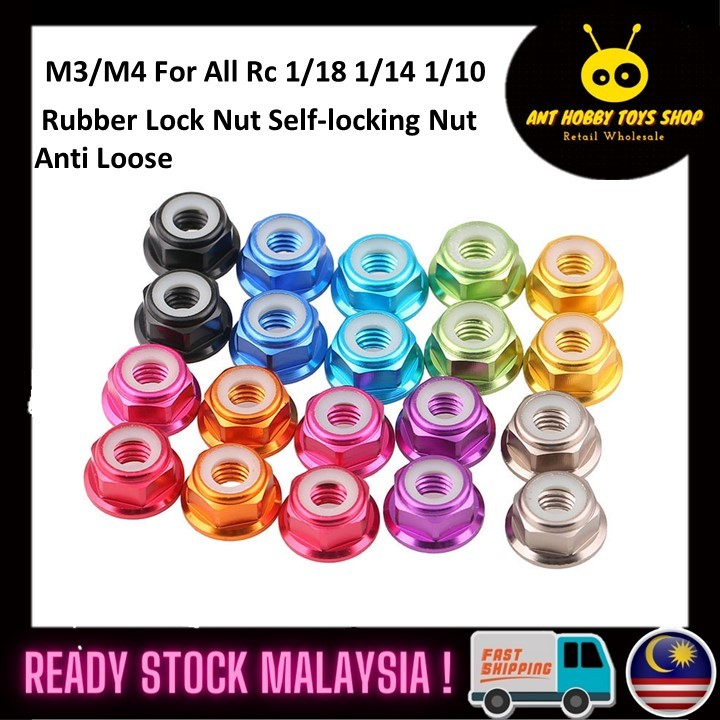 M3 M4 Wheel Nut Anti-loose Nut Aluminum Alloy Flange Nut Nylon Insert ...
