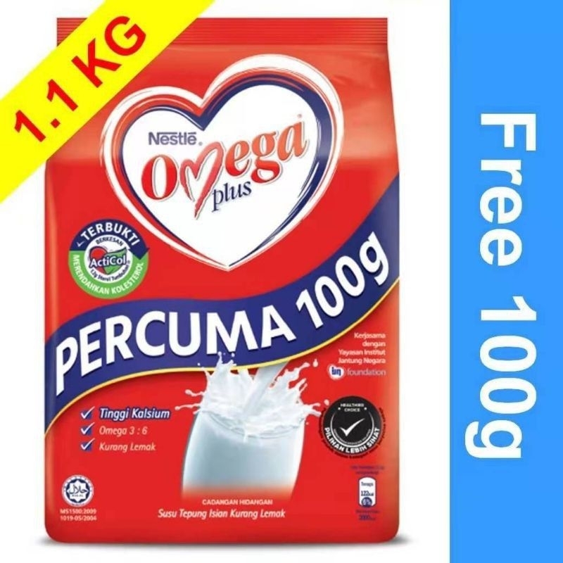 NESTLE Omega Plus Powder 1kg Free 100g | Shopee Malaysia