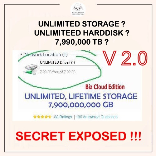 1library SECRET EXPOSED 🔥 GUIDE UNLIMITED Hard Disk Storage (7,990,000 TB) Windows PC 7.99EB ...