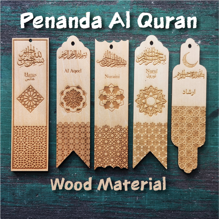PENANDA Al-Quran KAYU PERCUMA LETAK NAMA JAWI dan RUMI & LOGO WOOD ...