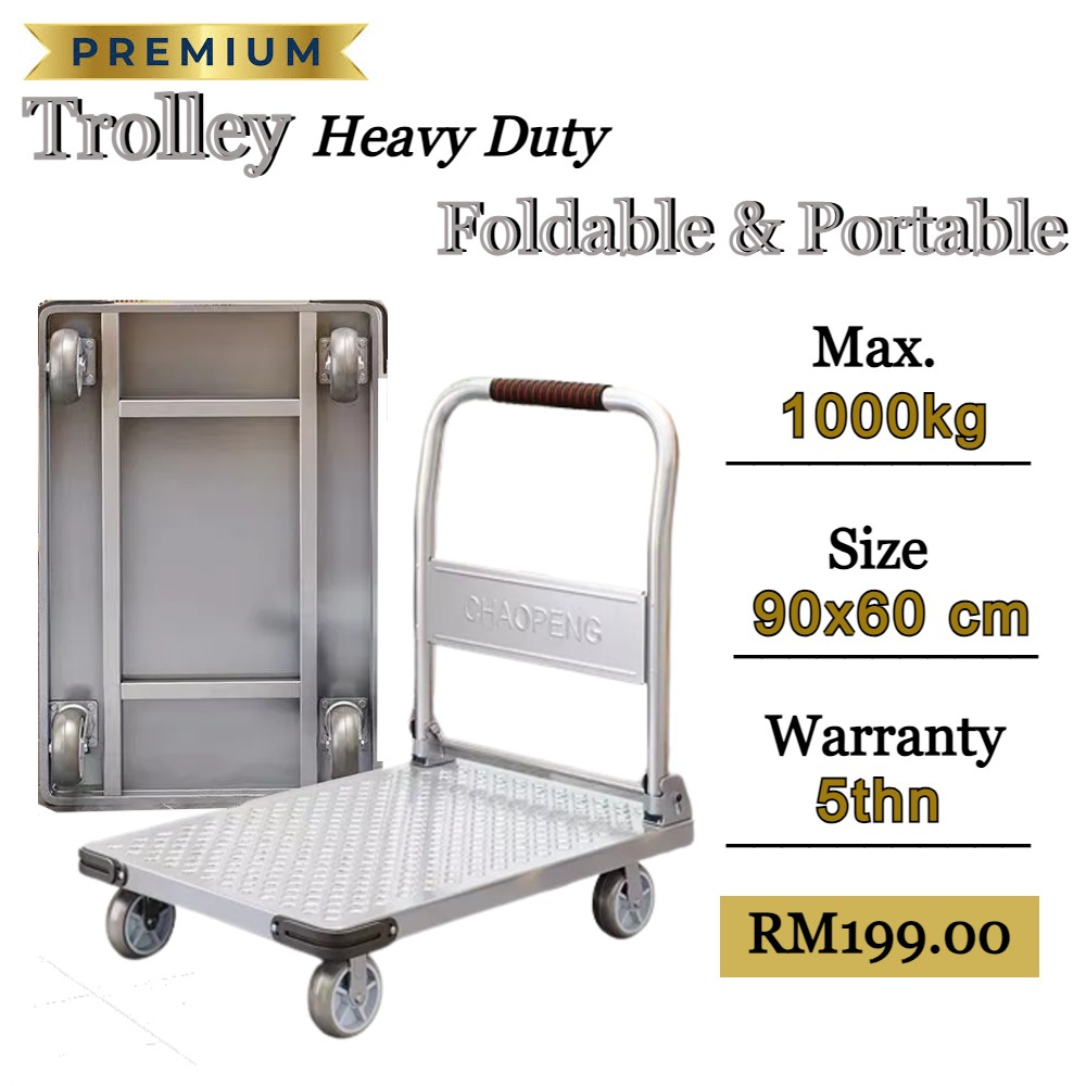 🔥NEW🔥 2023 Trolley Portable 500KG/1000KG Hand Truck PVC Foldable Iron Small Trolley Barang ...