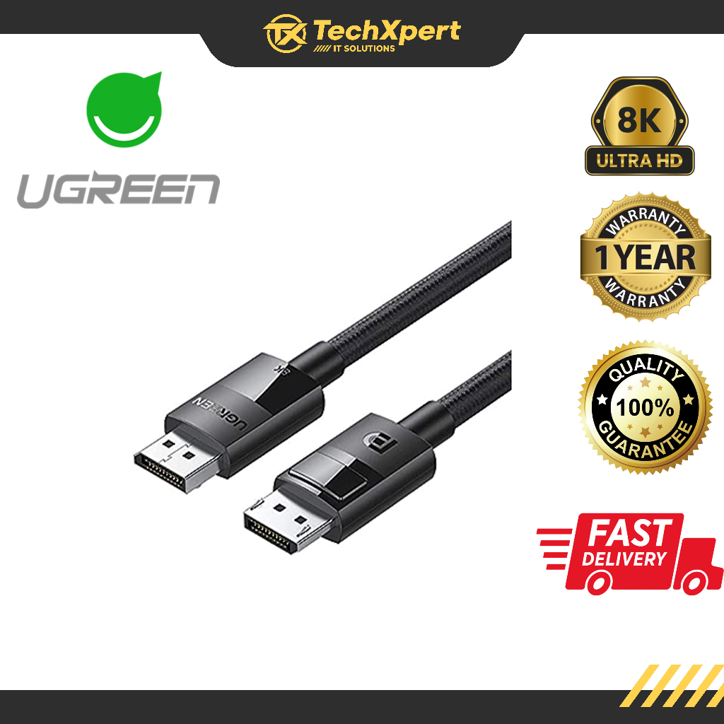 UGREEN Display Port/DP Cable 1.4 8K 60HZ NYLON BRAID Male to Male (1M/5M) | Shopee Malaysia