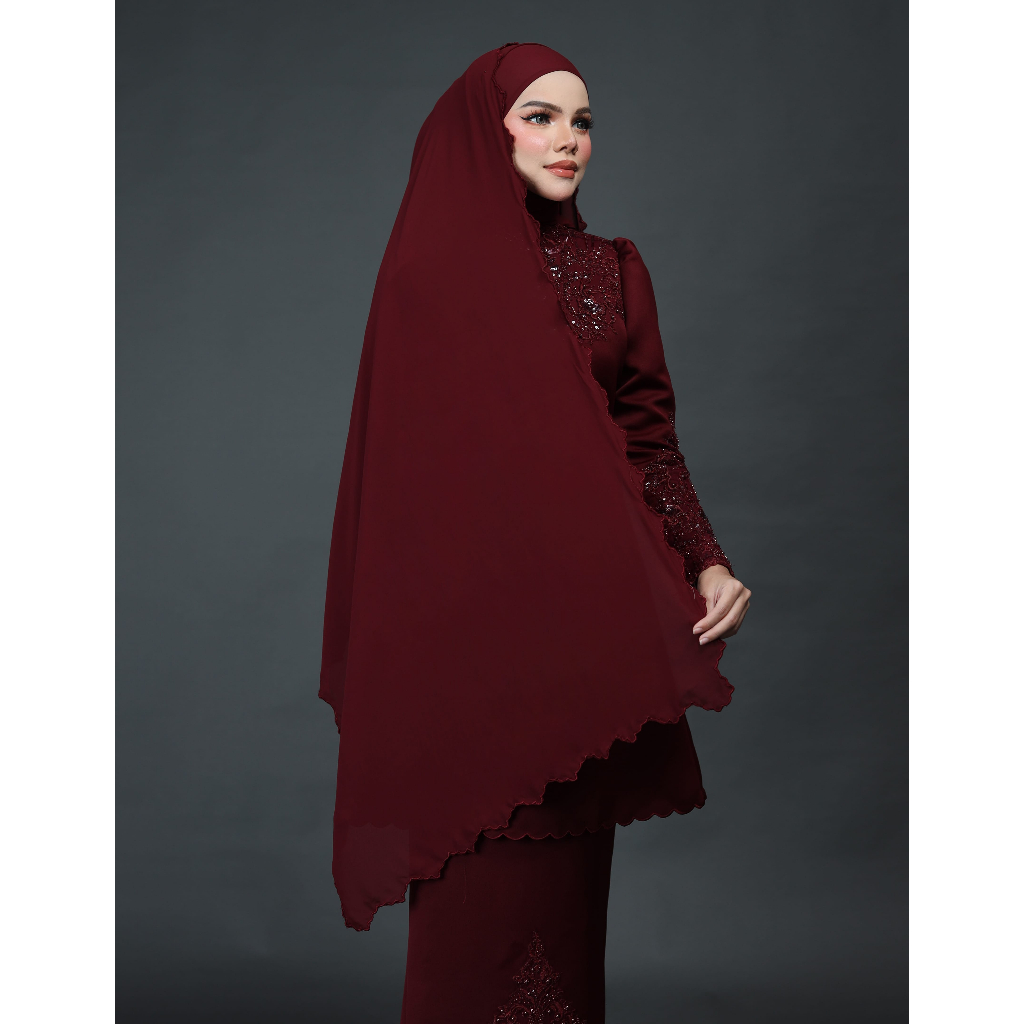 HIJABISTAHUB CHIFFON VEIL A19 EMBROIDERY/ SELENDANG SULAM NIKAH/ TUNANG ...