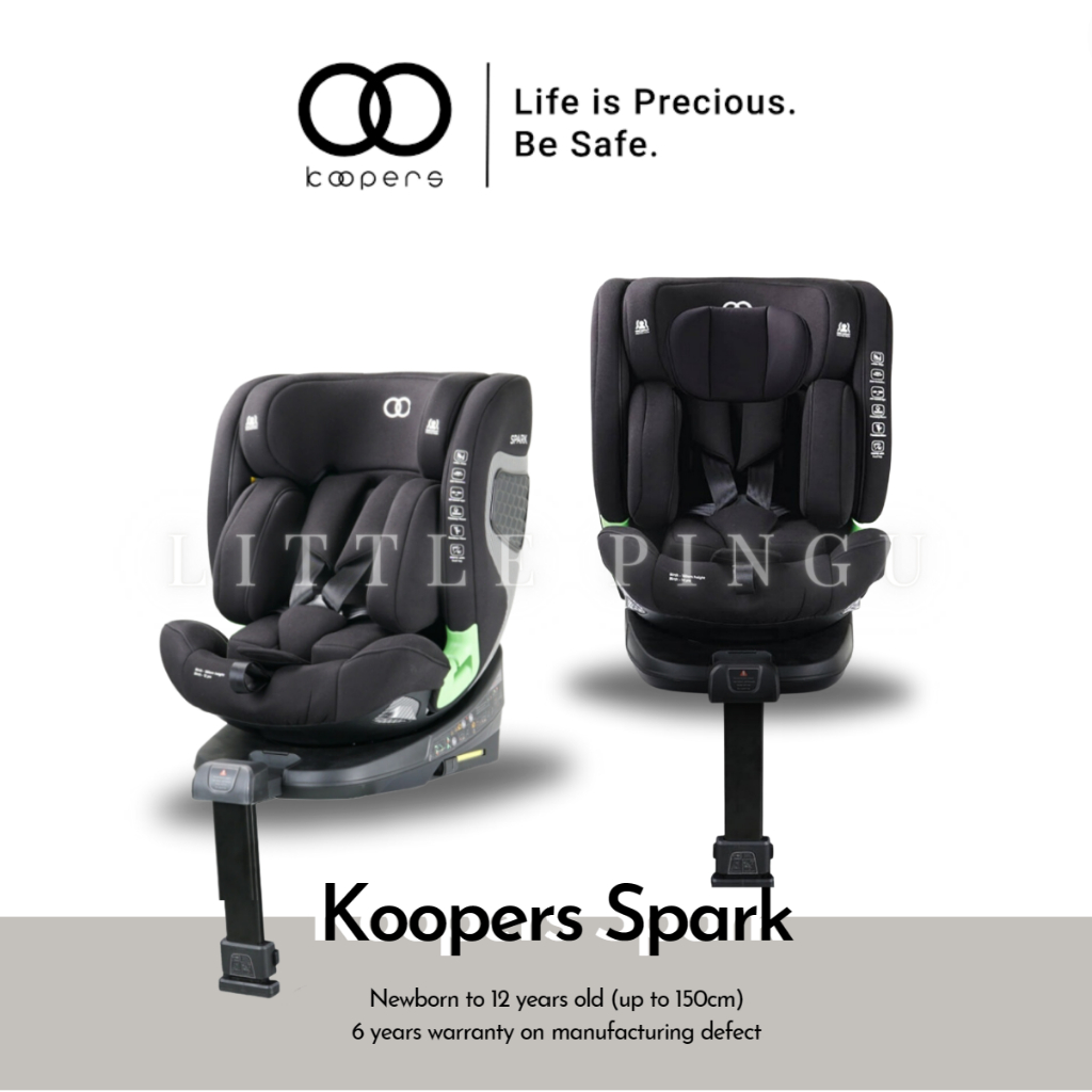 (FREE SHIPPING) Koopers Spark R129 Convertible 360 Safety Carseat (40-150cm) - MATT BLACK ...