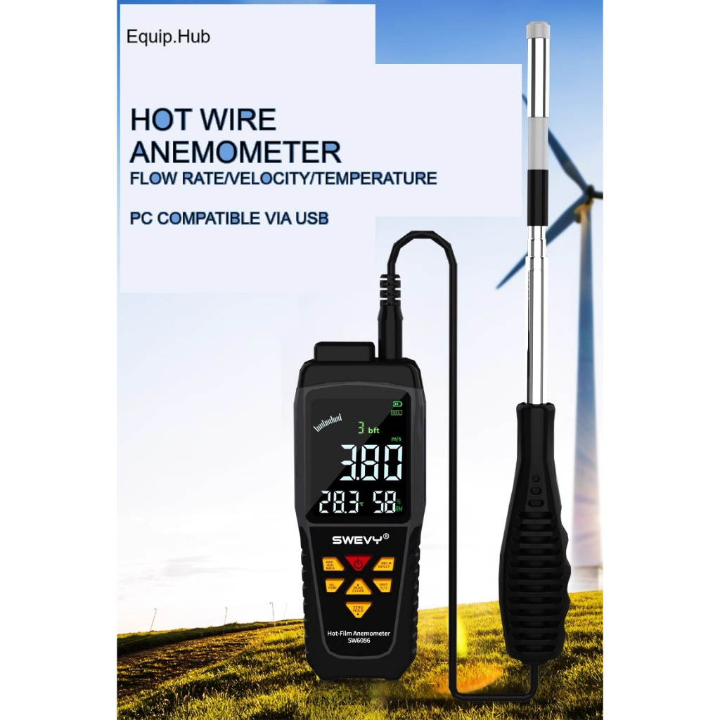 Portable Digital Hot Wire Anemometer Flow Measurement/Velocity ...