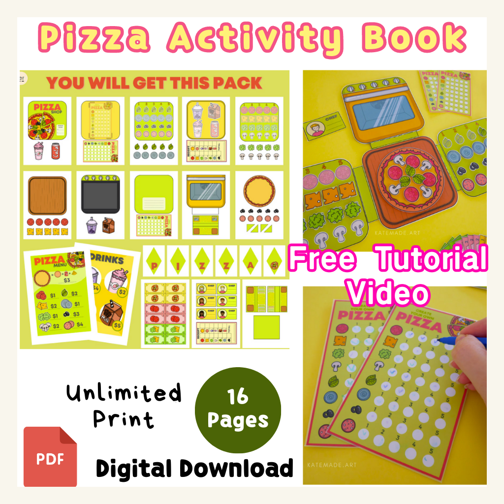 【PDF】16 Pages Paper craft for kids Pizza Shop activity busy book ...