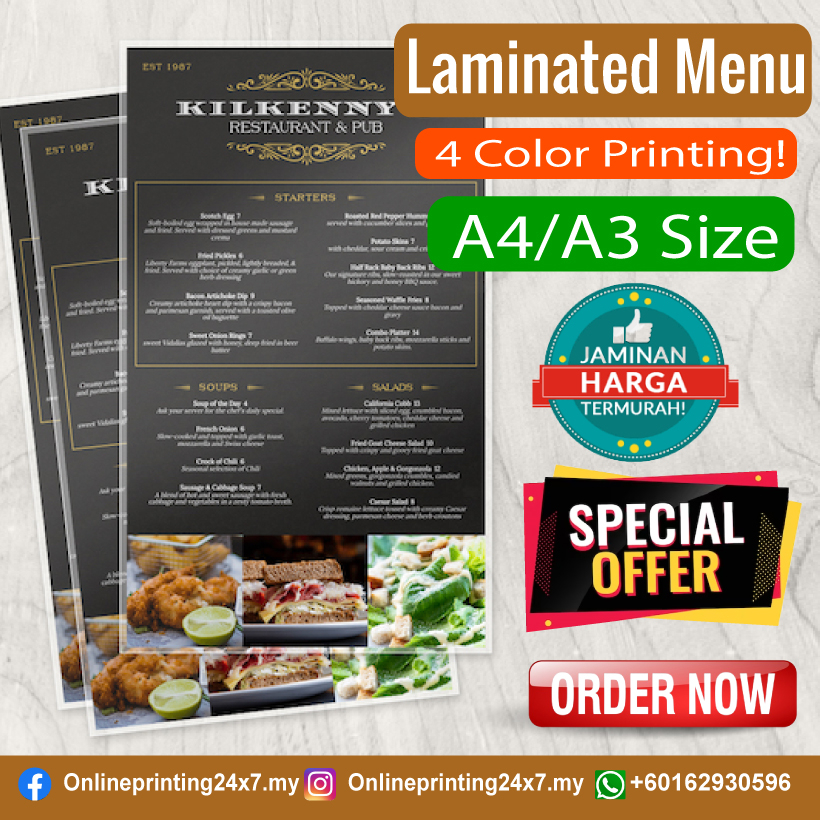 Menu Printing With Lamination | Best Quality | Fast Delivery ...