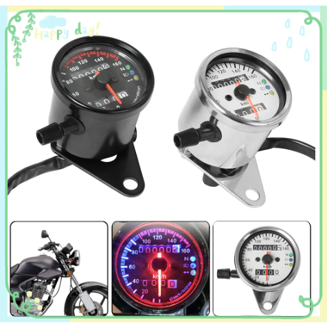12V Universal Dual Meter Motorcycle Odometer Speedo Meter Speedometer ...