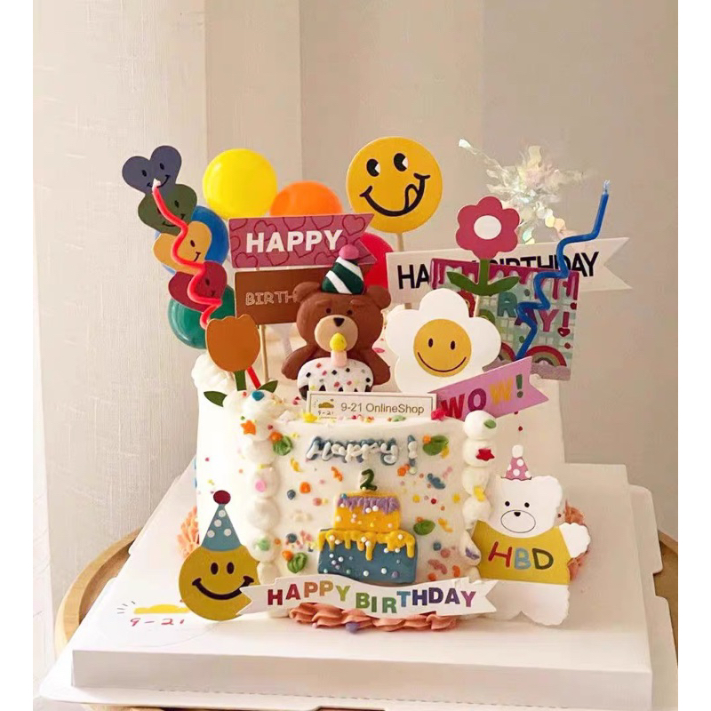 Cute Cake Topper Cake decor topper smile face firework rainbow | Shopee ...