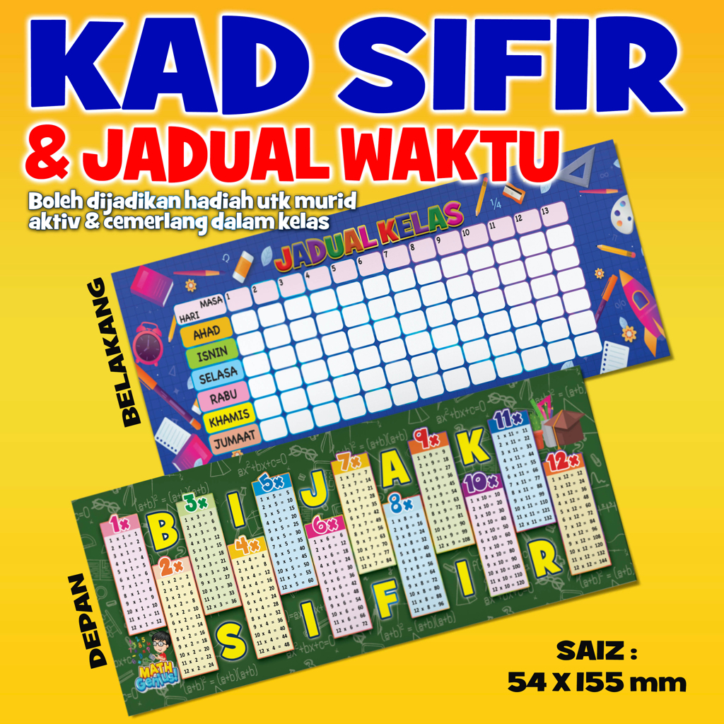 KAD BIJAK SIFIR MINI / SAYA BIJAK SIFIR / TIMES TABLES CARD ...