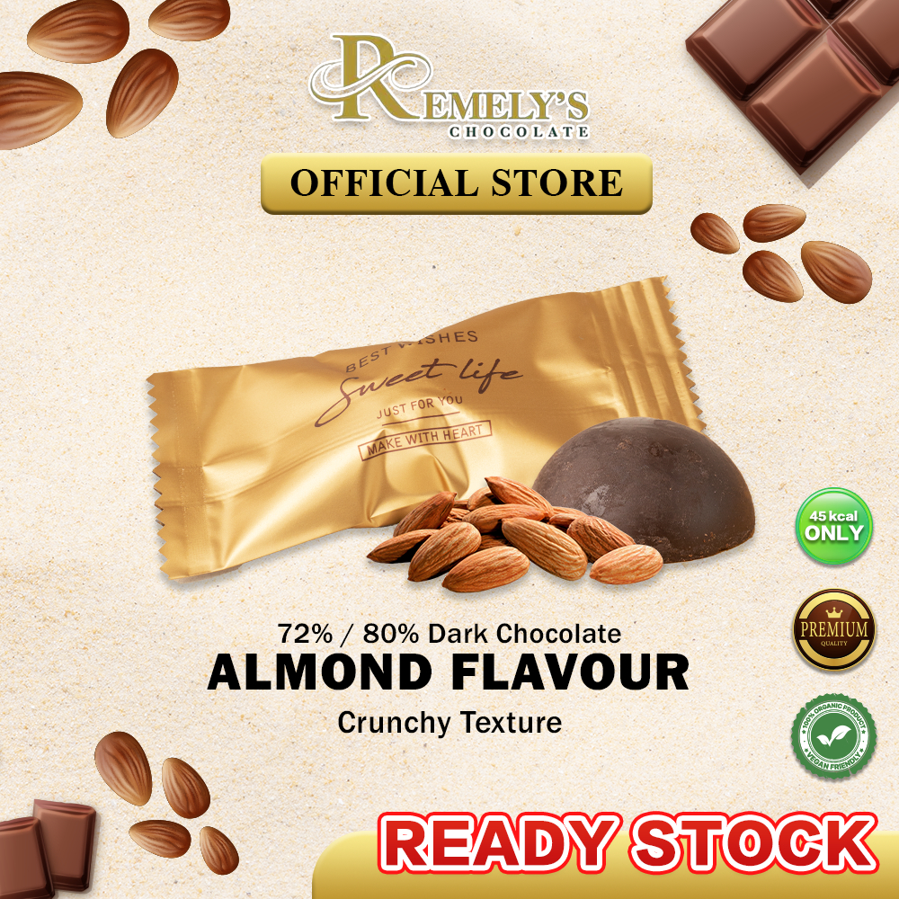 Remely’s Chocolate 🍫 Almond Flavour 72 Dark Chocolate 80 Dark Chocolate Individual Pack Pure ...