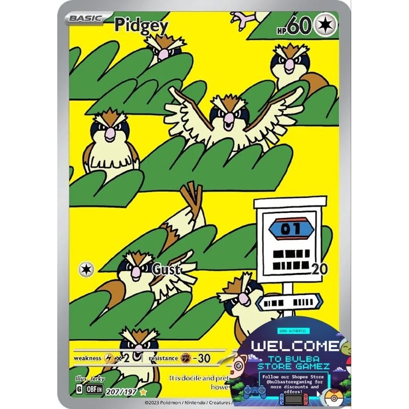 Pidgey 207/197 SV03 SIR Secret Illustration Rare Obsidian Flames ...