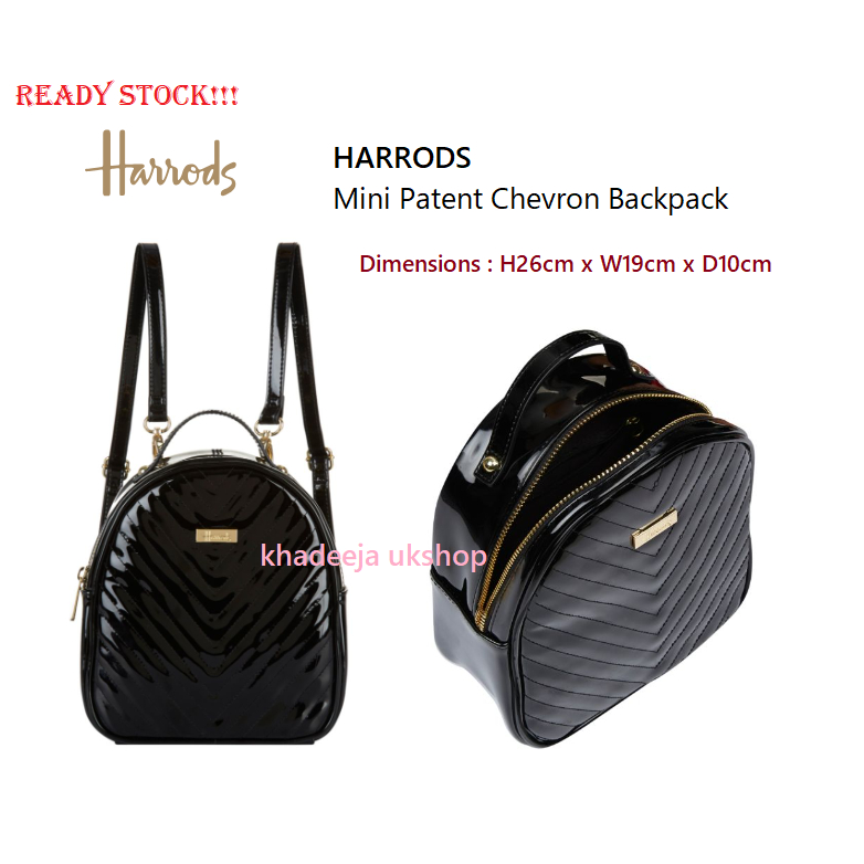 HARRODS Mini Patent Chevron Backpack | Shopee Malaysia