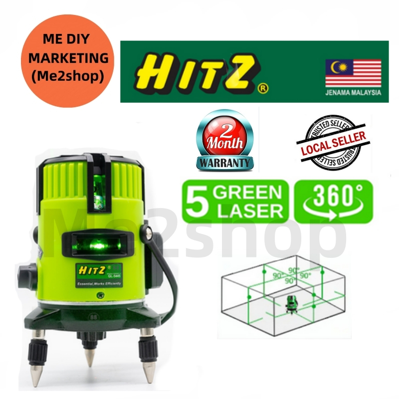 GL-5445 HITZ 5 GREEN LINE 4V1H6D LASER LEVEL(BATTERY x2) | Shopee Malaysia