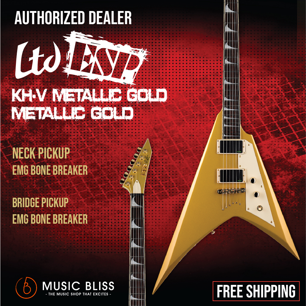 ESP LTD KH-V Kirk Hammett Signature Electric Guitar - Black Sparkle ...