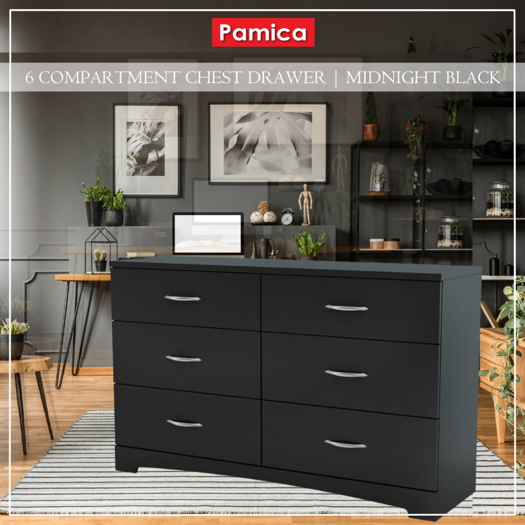 PAMICA Dolce 3+3 Drawers Chest Storage Cabinet Modern Almari Midnight ...