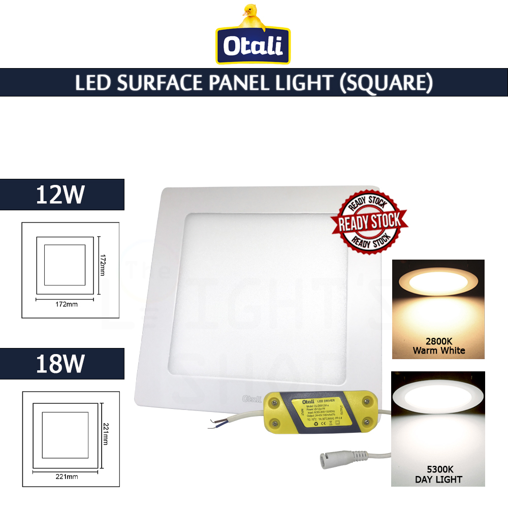 OTALI LED SURFACE PANEL LIGHT 12W/18W SQUARE DAY LIGHT/WARM WHITE LED ...