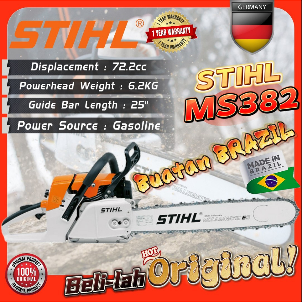 STIHL GERMANY MS382 25" Chain Saw 100% Original Mesin Potong Pokok(Made in BRAZIL) | Shopee Malaysia