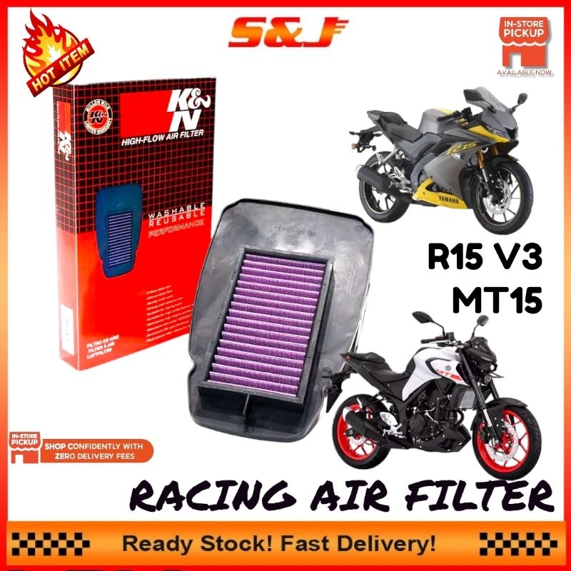 K&N R15 V3 MT15 R15V3 RACING AIR FILTER AIR CLEANER ASSY HIGH FLOW ...