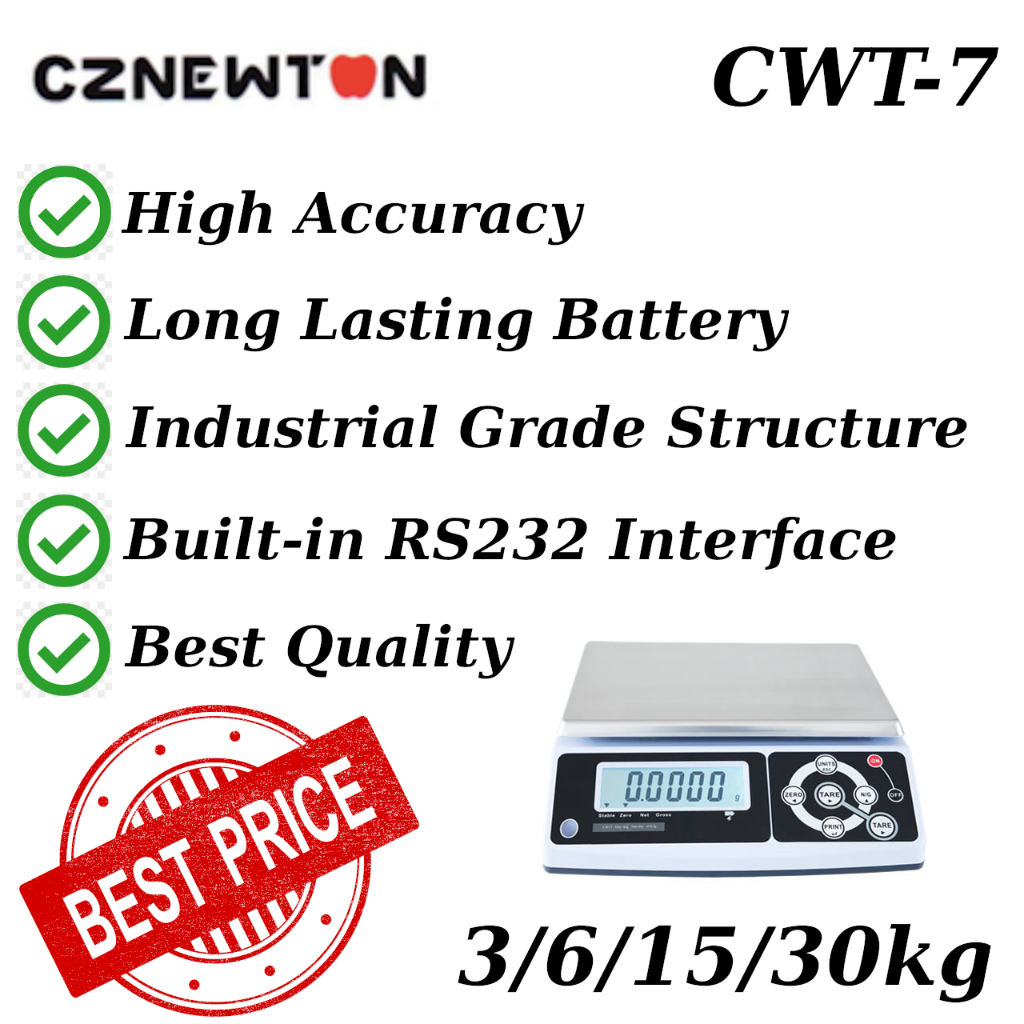 [READY STOCK] 3/6/15/30KG CZNEWTON CWT-7 DIGITAL WEIGHING SCALE TABLE ...
