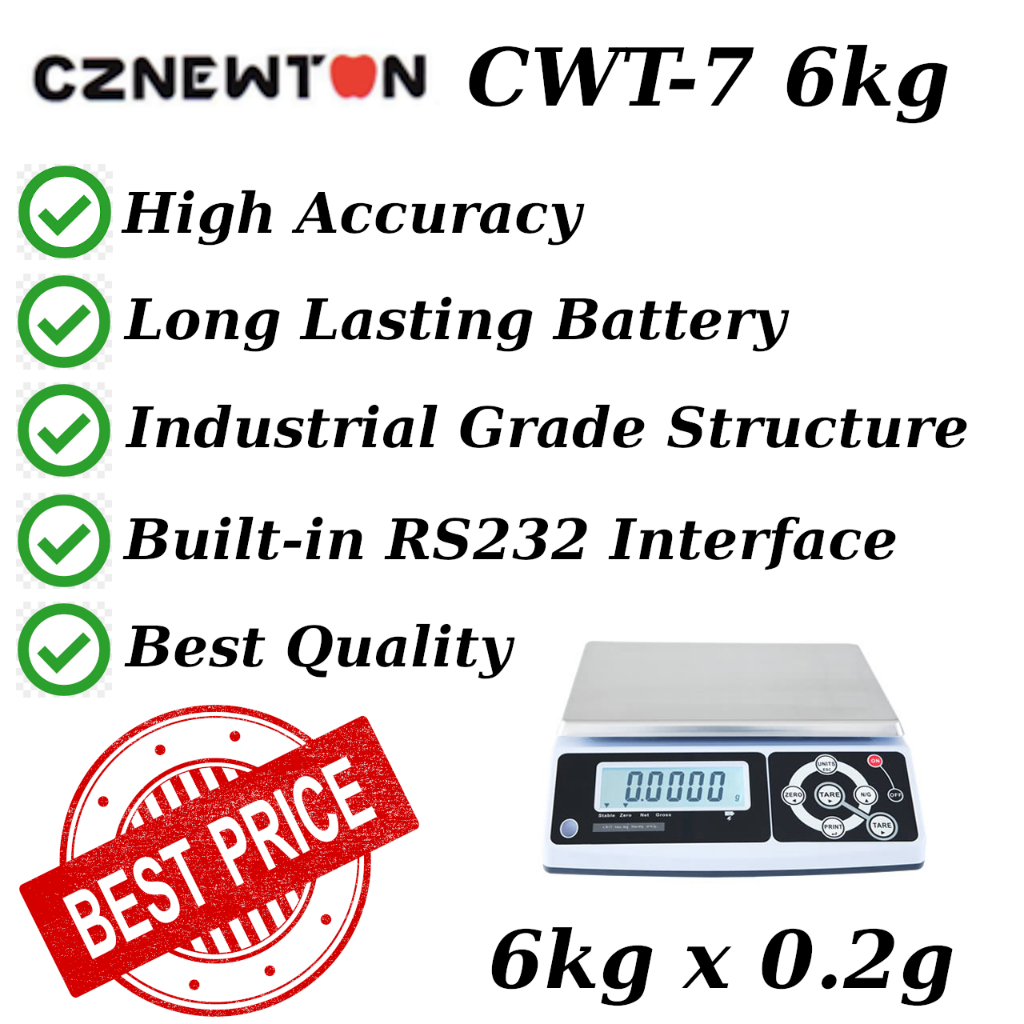 [READY STOCK] 3/6/15/30KG CZNEWTON CWT-7 DIGITAL WEIGHING SCALE TABLE ...