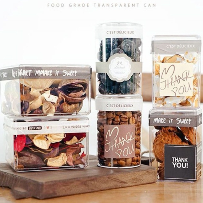 RORA - Acrylic Transparent Square PET Food Container l Bekas Kuih ...