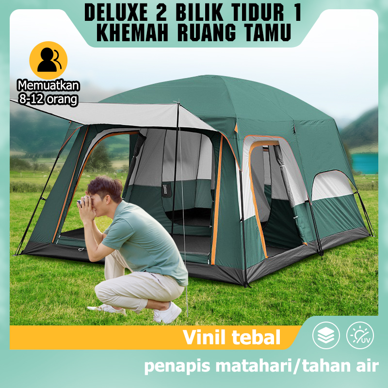 4.6 x 3m 8-12 Orang Khemah perkhemahan luar khemah keluarga mudah alih ...
