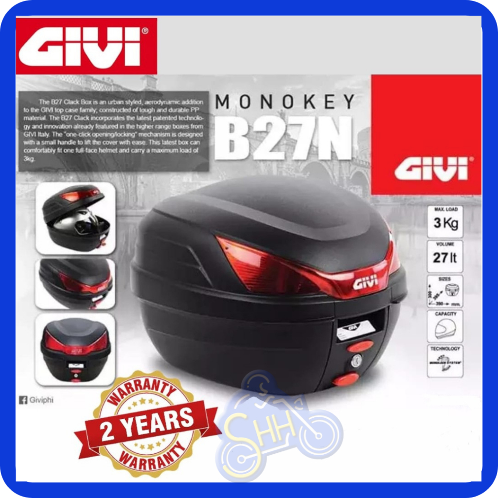 ORIGINAL GIVI BOX B27N ACCESSORIES MONOLOCK TOP CASE ORI GIVI B27N 27 ...