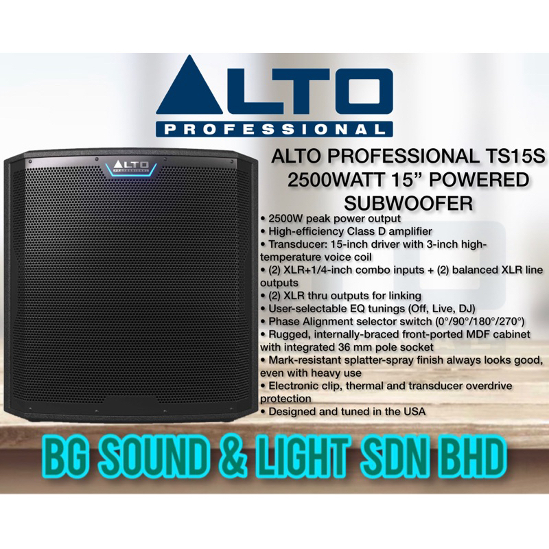 ALTO PROFESSIONAL TS15S 2500Watt 15 Inch Active Powered Subwoofer ( TS ...