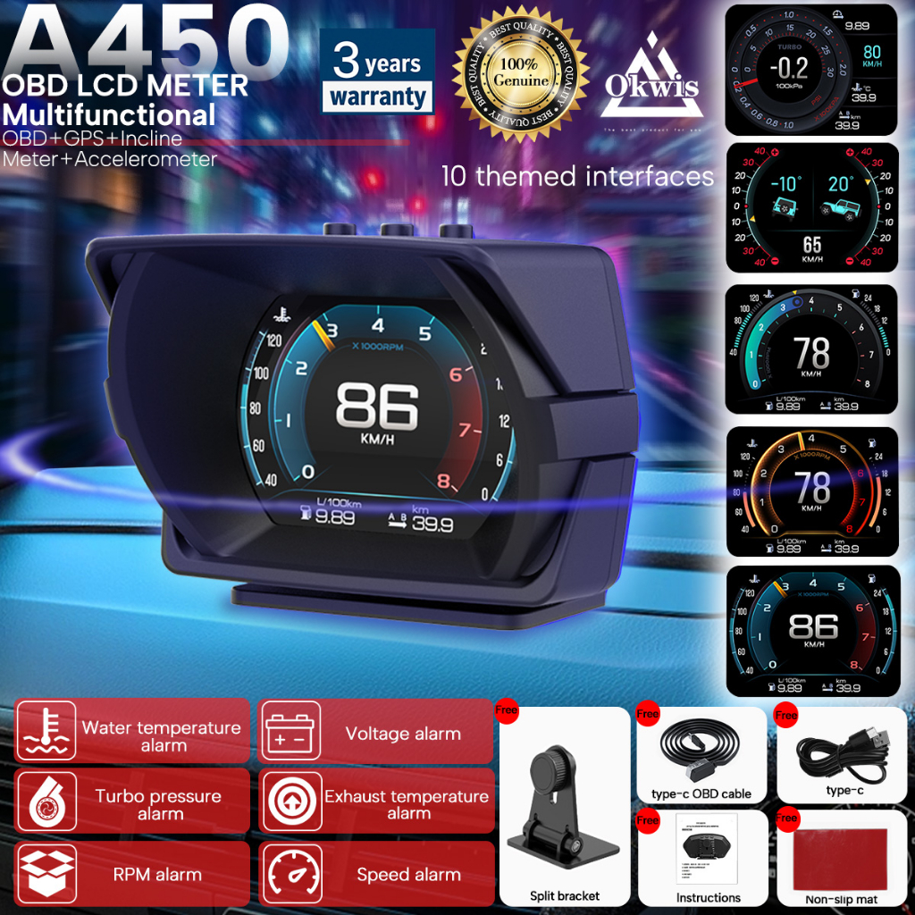 🔥🇲🇾NEW 🔥Okwis OBD2 Meter Gauge Meter OBD Meter + Car GPS Alarm Speed ...