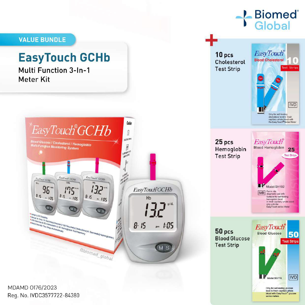 EasyTouch GCHb 3-In-1 Meter Kit, Bundle with 10 Cholesterol 25 ...