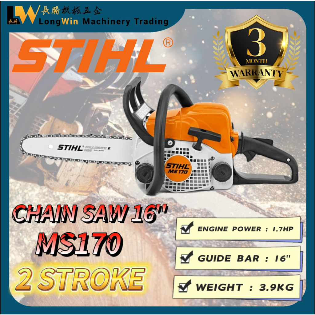 STIHL MS170 16" Chain Saw 2 Stroke Design 1.7HP 100% Original Mesin Potong Pokok(GERMANY ...