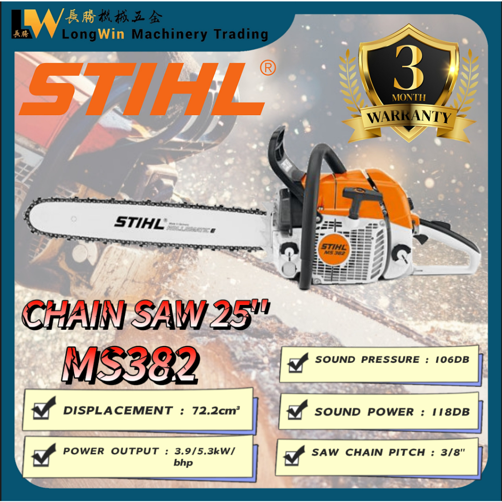 STIHL MS382 25" Chain Saw Gasoline Design 100% Original Mesin Potong Pokok(GERMANY) | Shopee ...