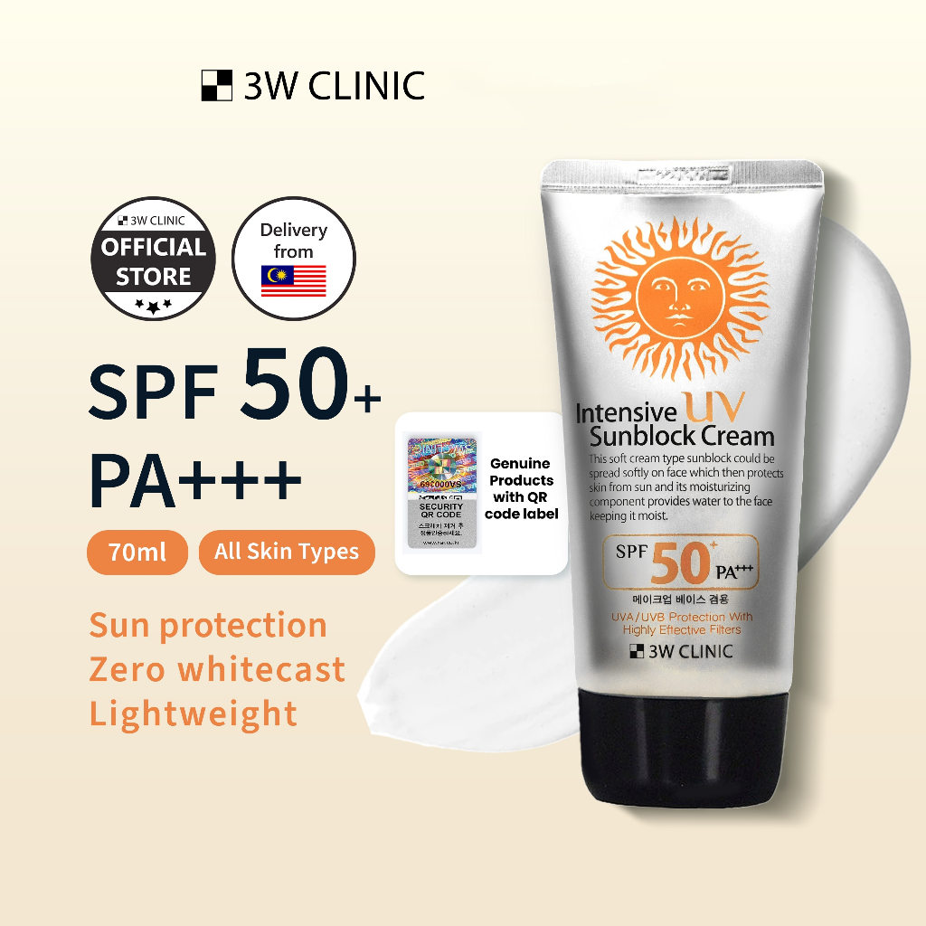 3W CLINIC Sunscreen Sunblock Intensive UV Cream Sunblock SPF50+ PA ...