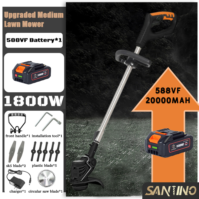 SANTINO mesin rumput bateri Heavy duty cordless lawn mover grass cutter ...