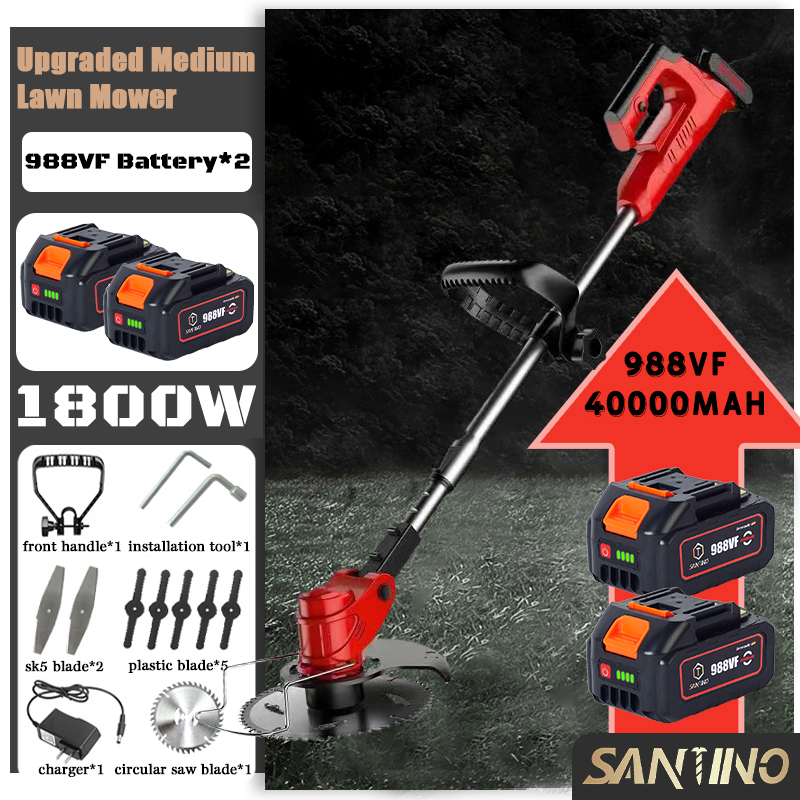 SANTINO mesin rumput bateri Heavy duty cordless lawn mover grass cutter ...
