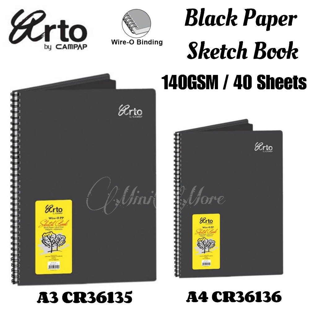 (MiniMore) Arto By Campap Wire O Black Paper Sketch Book (A3&A4 ...