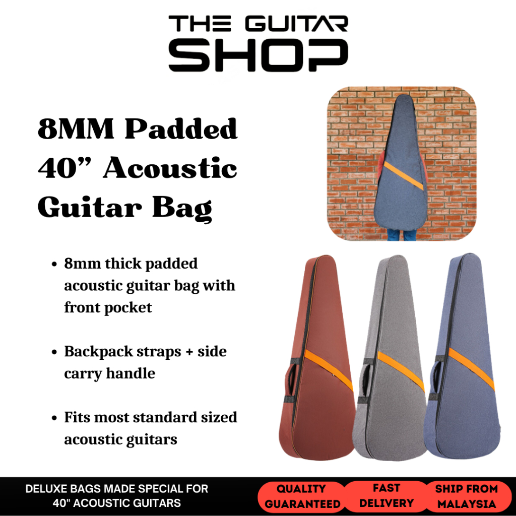 Deluxe 8mm Think Sponge Padded 40 inch Acoustic Guitar Bag ( LS001-40 ...