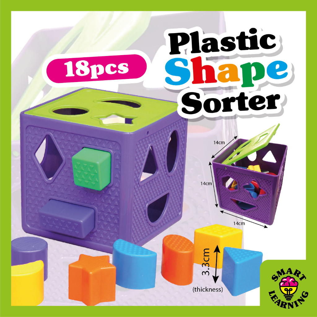 🔥READY STOCK🔥 PLASTIC SHAPE SORTER 18 PCS SHAPE BLOCK SET CONNECTION ...