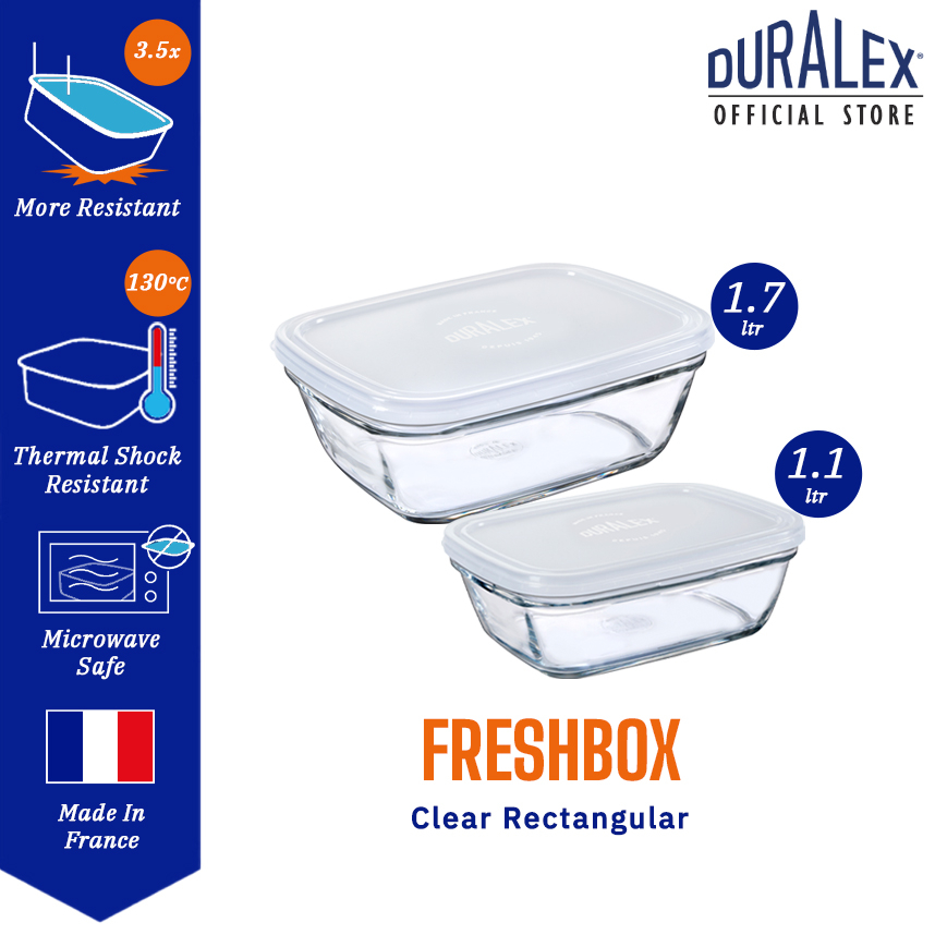 Duralex Clear Rectangular Freshbox with Silicone Lid/Food Storage ...