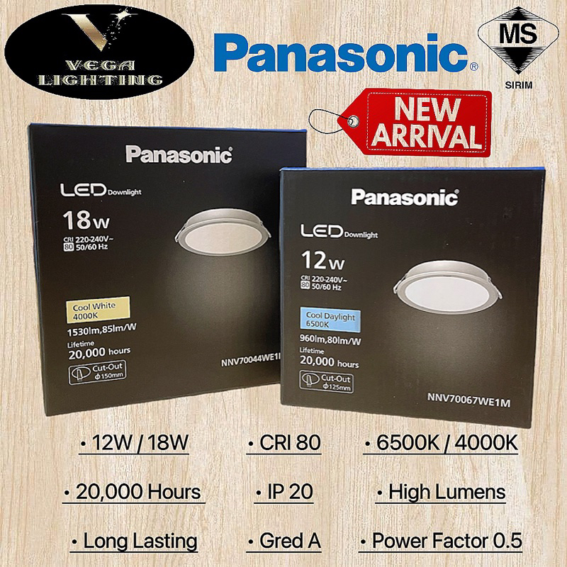 PANASONIC LED Downlight / 12W / 18W / Round / 6500K / 4000K | Shopee Malaysia